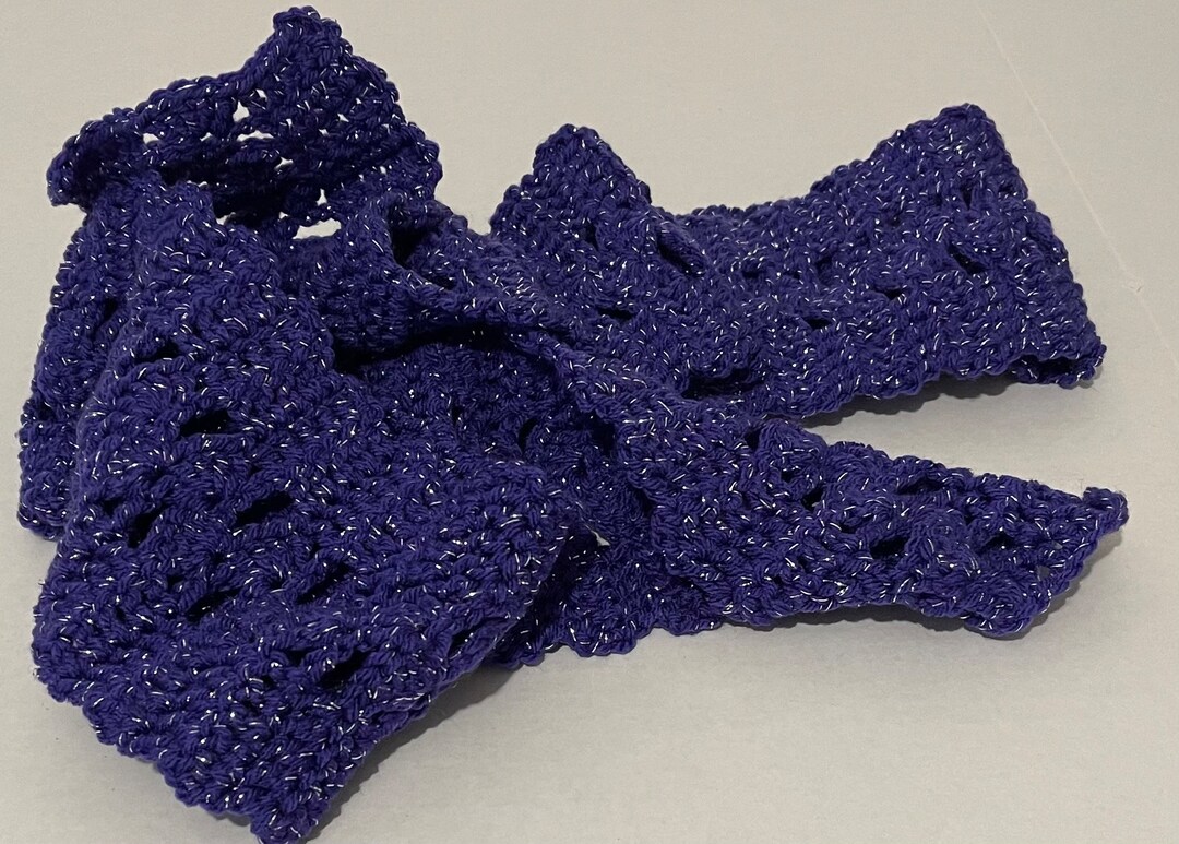 Purple Metallic SCARF Shells Design READY to SHIP 5.5"x68" Hand ...