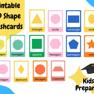 2D Shapes Flashcards - Etsy
