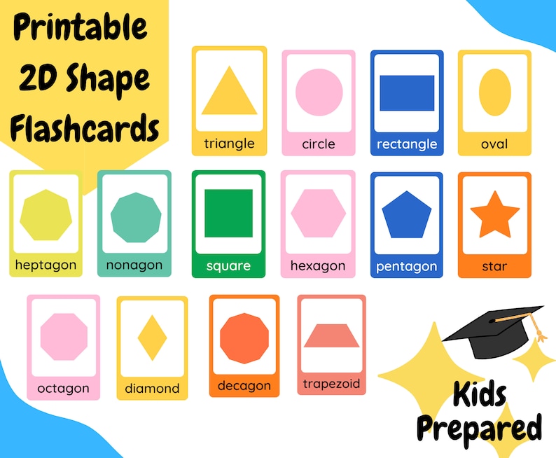 2D Shapes Flashcards - Etsy
