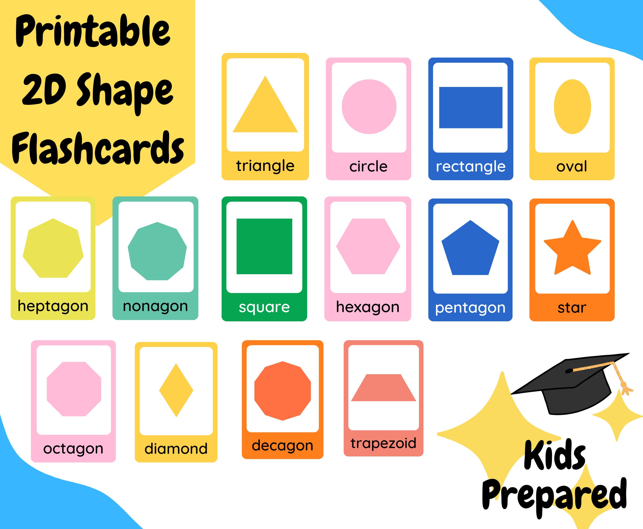 2D Shapes Flashcards - Etsy