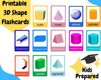 3D Shapes Flashcards, Shape Flashcards, Homeschool, 3D Shapes ...