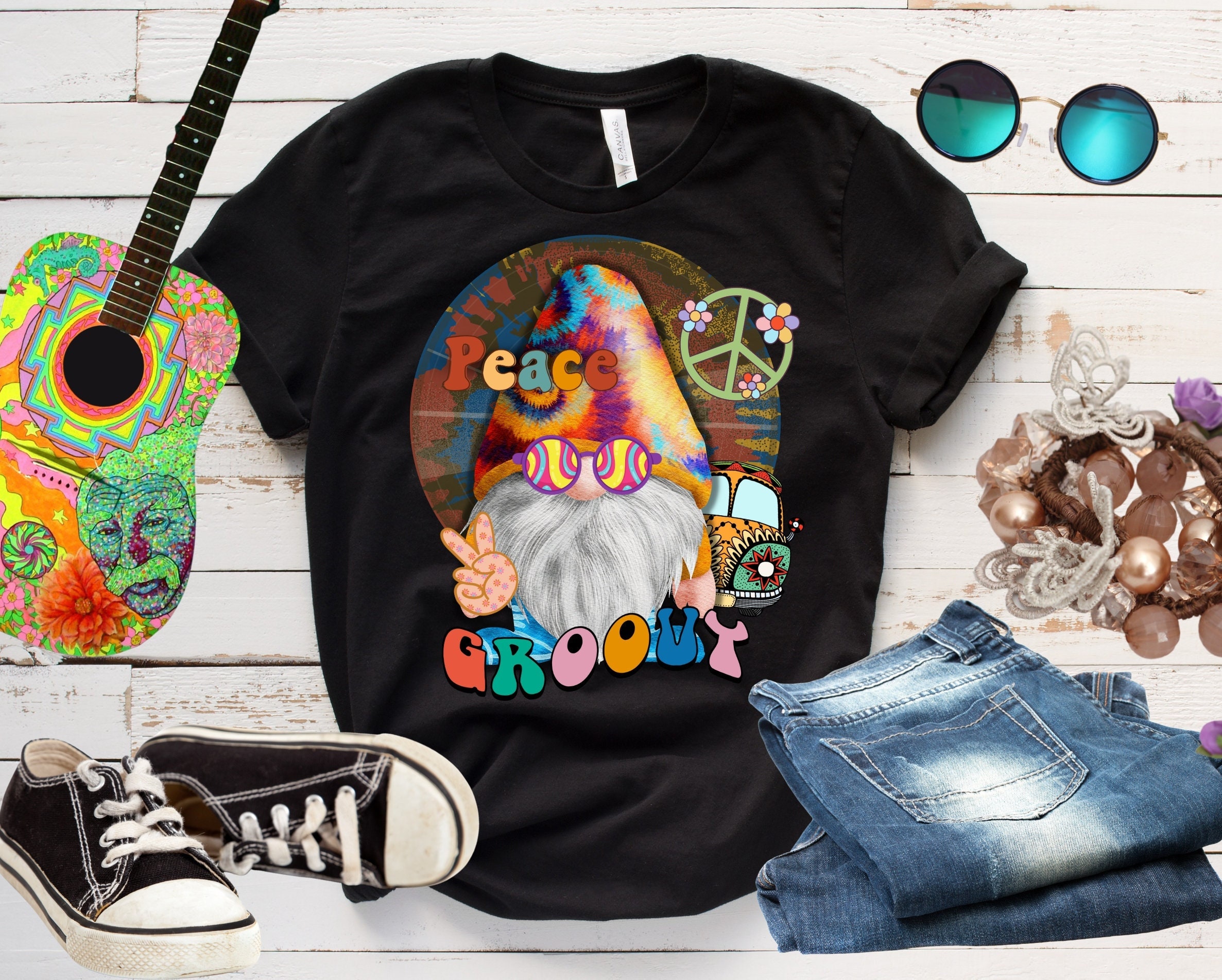 Hippy Trippy Gnome Shirt, Retro Groovy Shirt, Retro Hippy Shirt, Cute ...