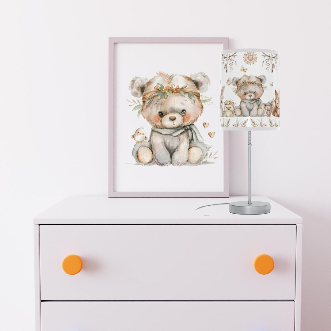 Boho Woodland Animal Lamp on Stand for Nursery, Woodland Animal Decor ...