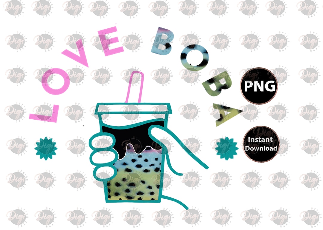 Boba Bundle Design Png, Boba Tea Design, Sublimation Print, Digital ...