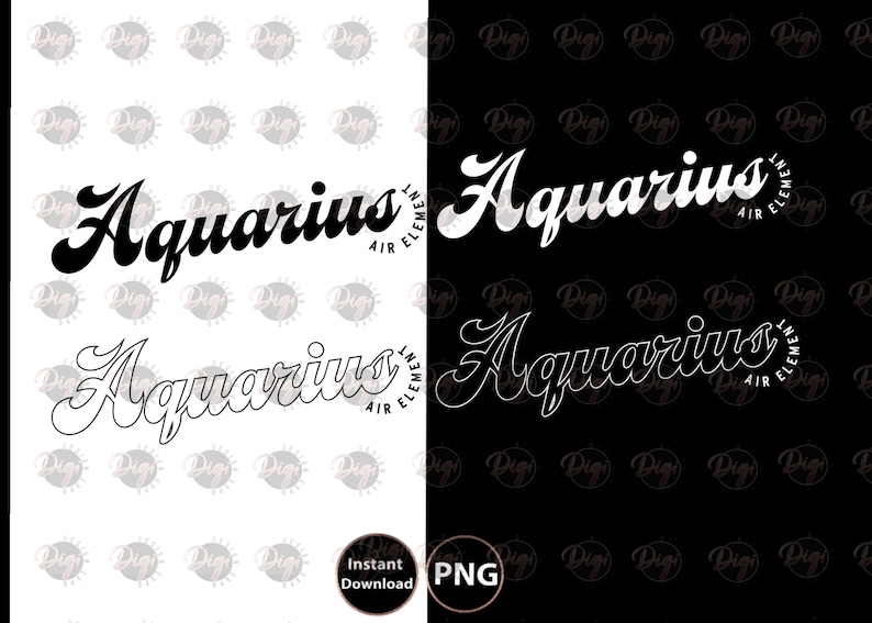 Aquarius Sign Png Bundle, Astrology Sign Png, Zodiac Sign Png ...