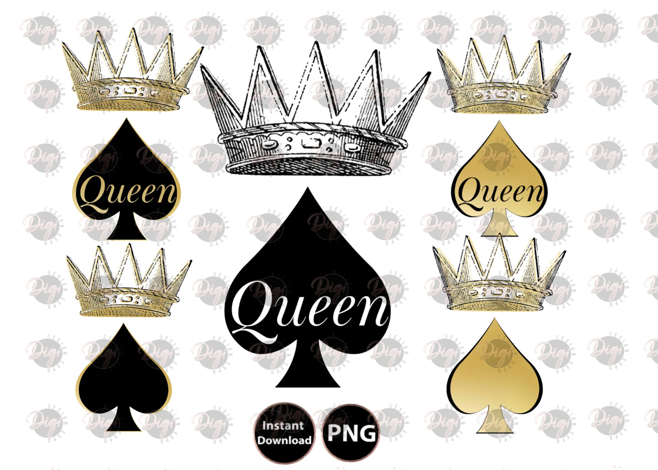 Queen of Spades With Crown Png, Crown Png, Dope Svg, Queen's Crown Png ...