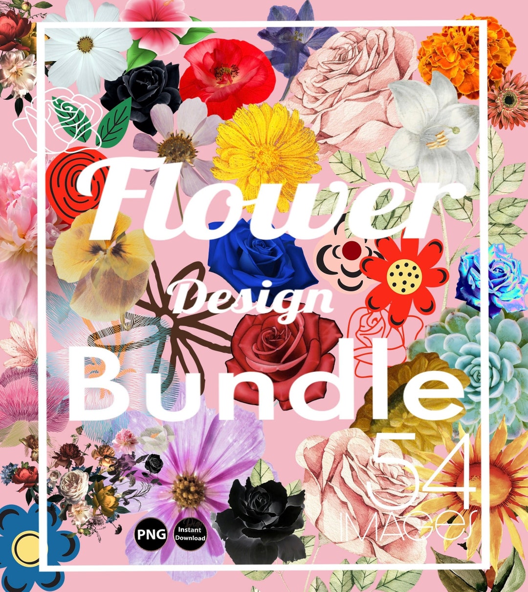 Flower Design Bundle | Flower Clipart | Flower Png Download - Etsy