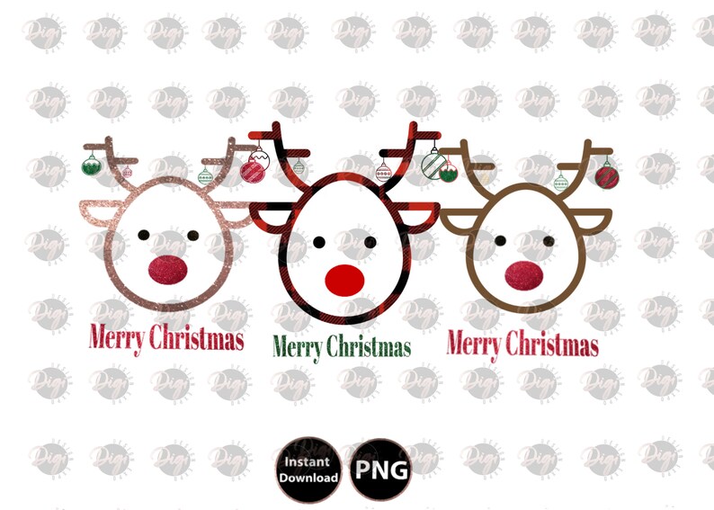 Rudolph Png Bundle, Reindeer Clipart, Red Nose, Christmas Clipart ...