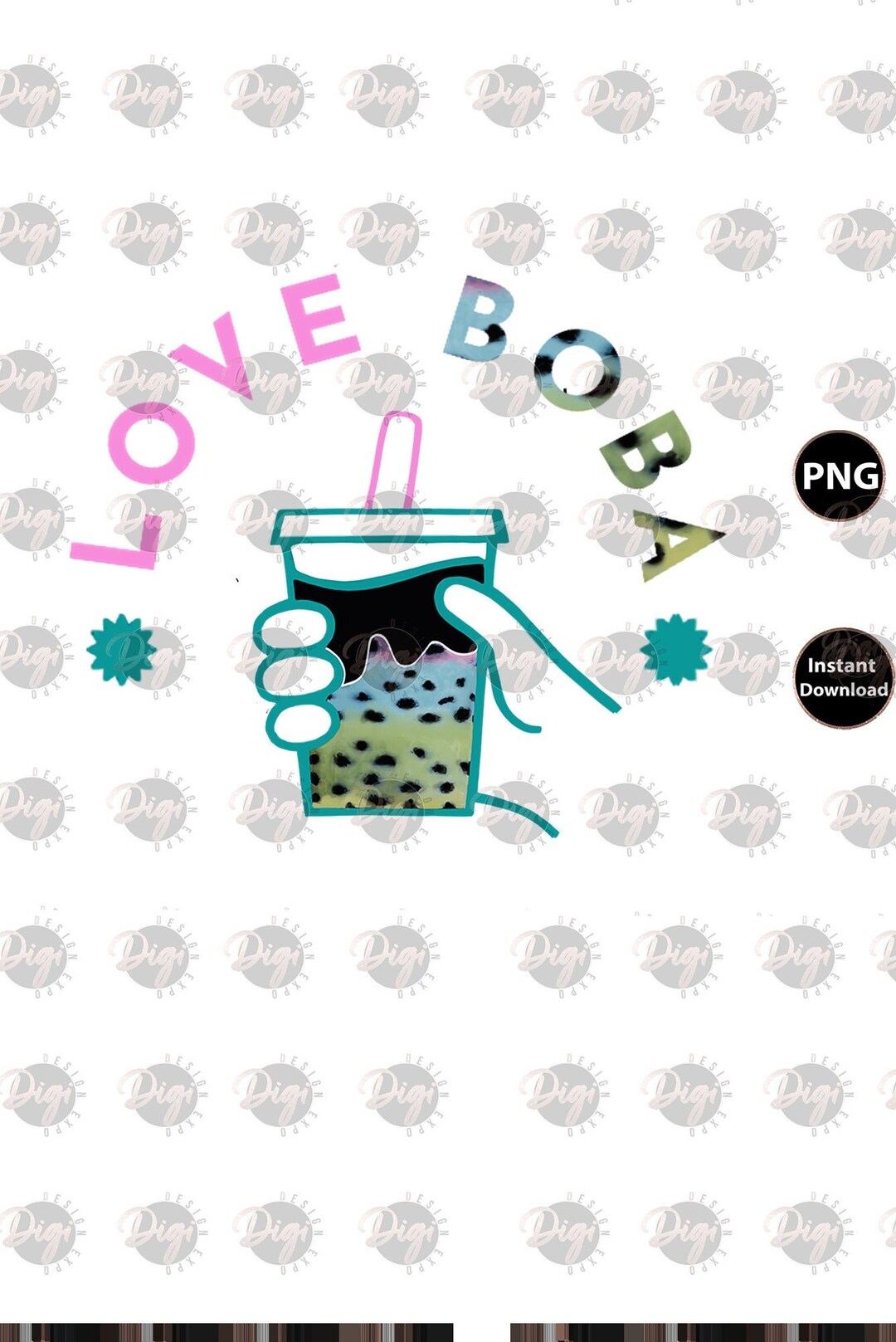 Boba Bundle Design Png Boba Tea Design Sublimation Print - Etsy