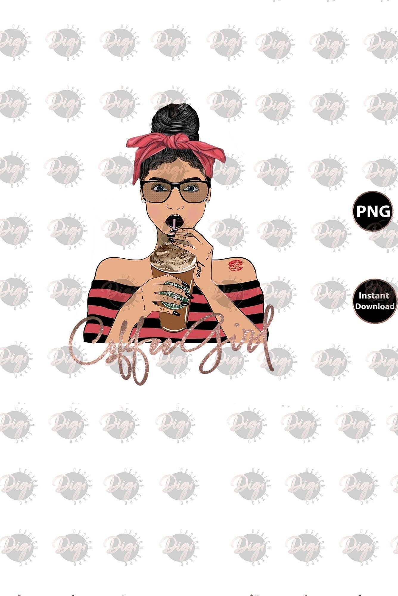 Coffee Girl Bundle Png Girly Clipart Coffee Lover Starbucks Girl Birthday T Etsy