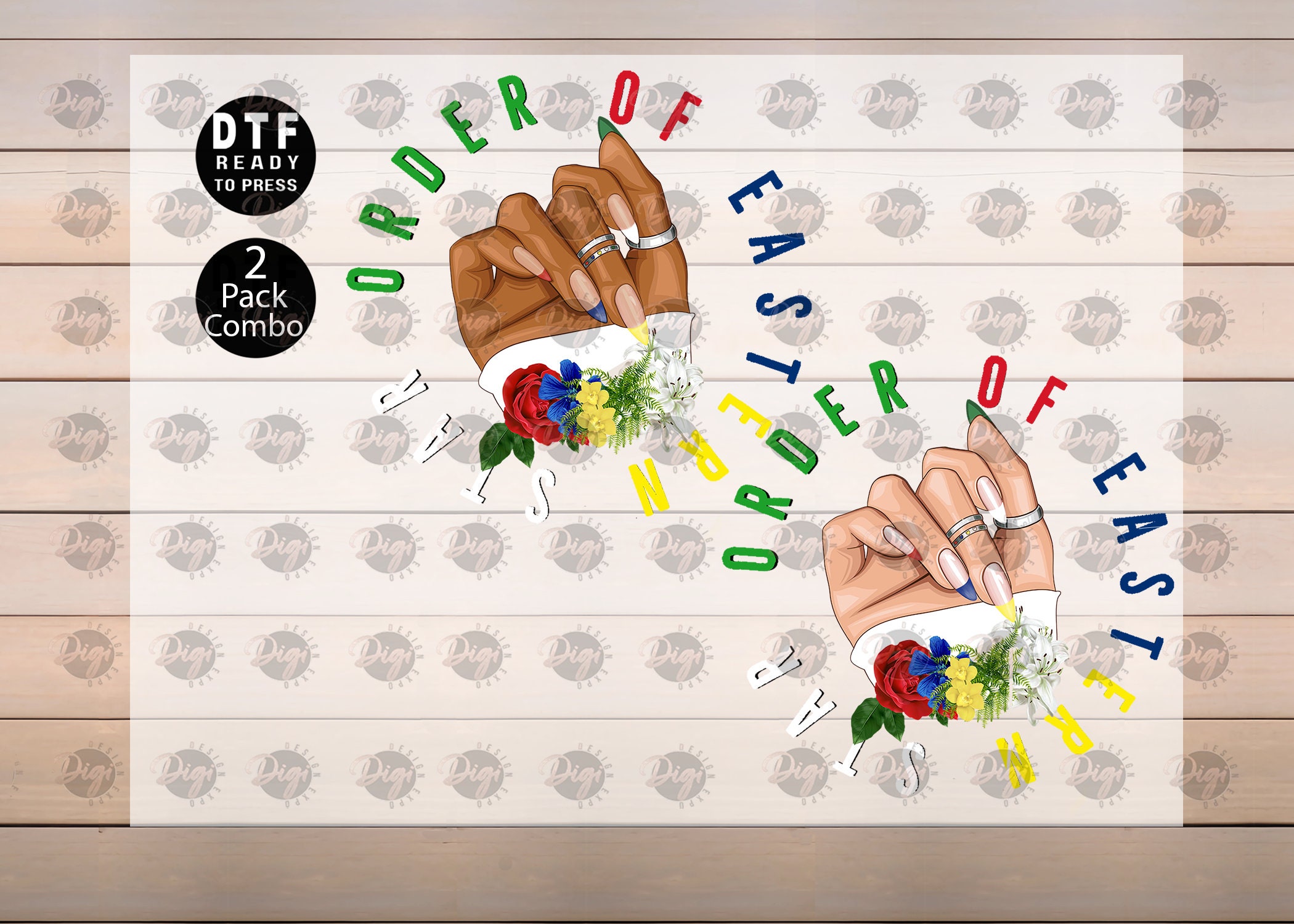 OES Pretty Hand DTF, Transfer Design, Order of Eastern Star, OES Ready ...