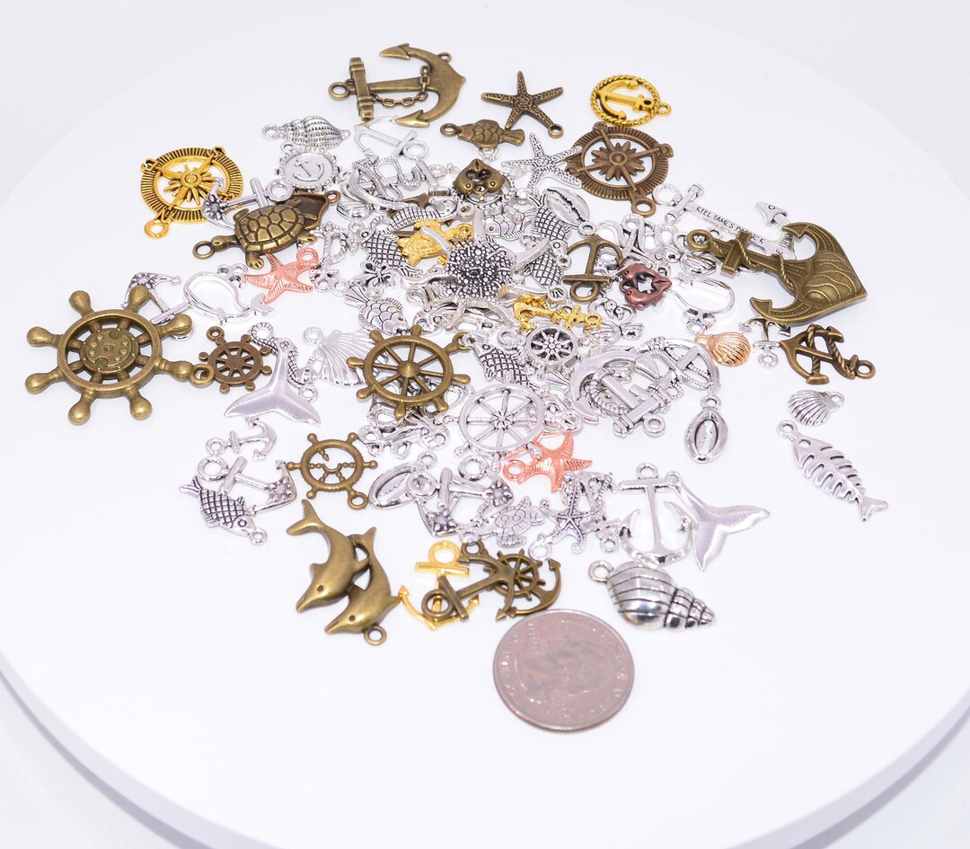 Marine Life Charms Pendants Silver, Gold, Antique - 3 Ounces of Charms ...