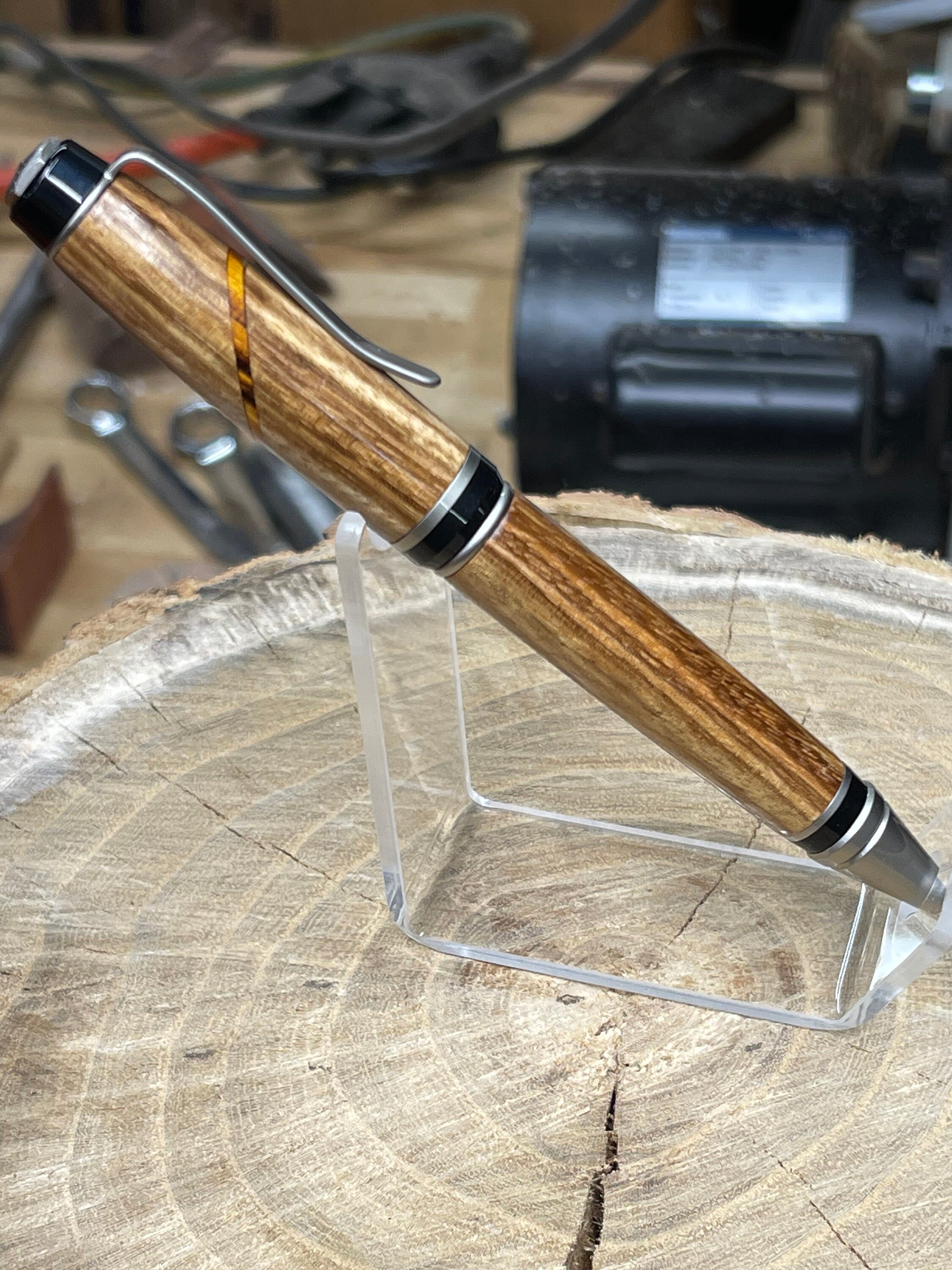 Classic Cigar Pen From African Beli Wood With Ironwood Stripe - Etsy