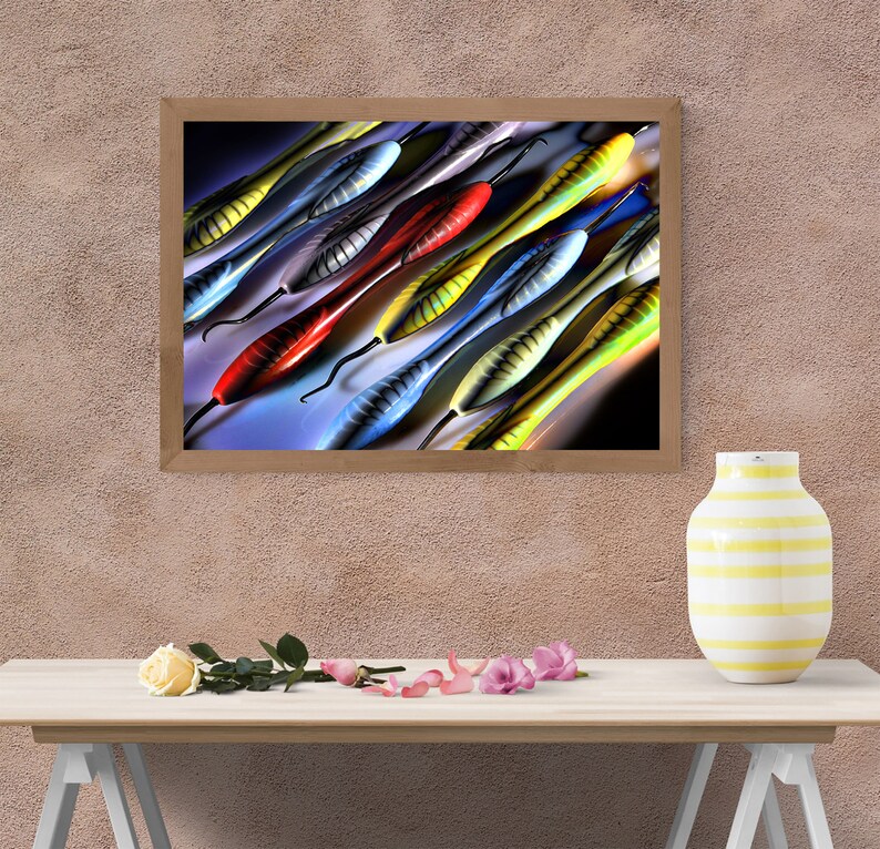 Colorful Print of Dental Instruments for Dental Office Fine Art Print ...