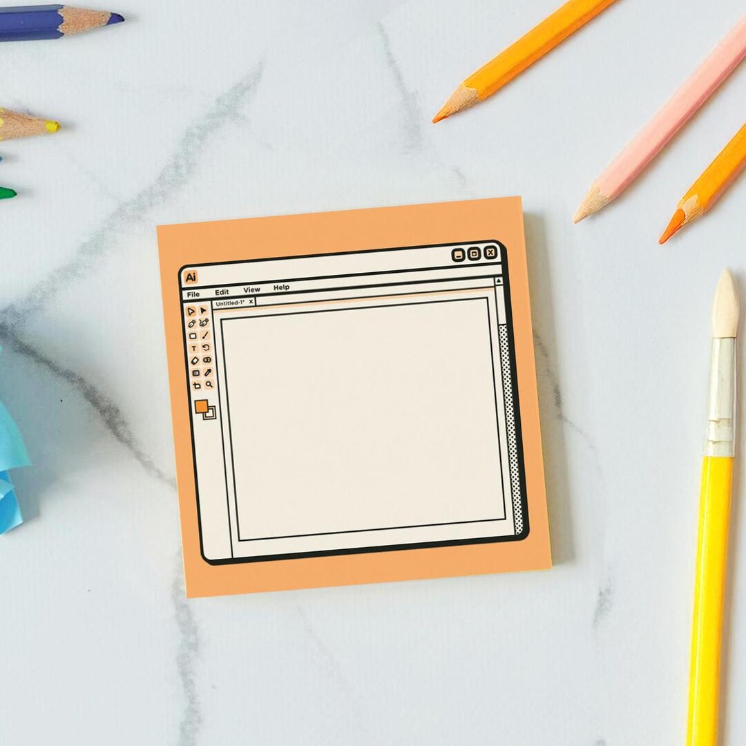 Retro Adobe Illustrator Post-it Note Pad, Grafikdesign-Briefpapier ...