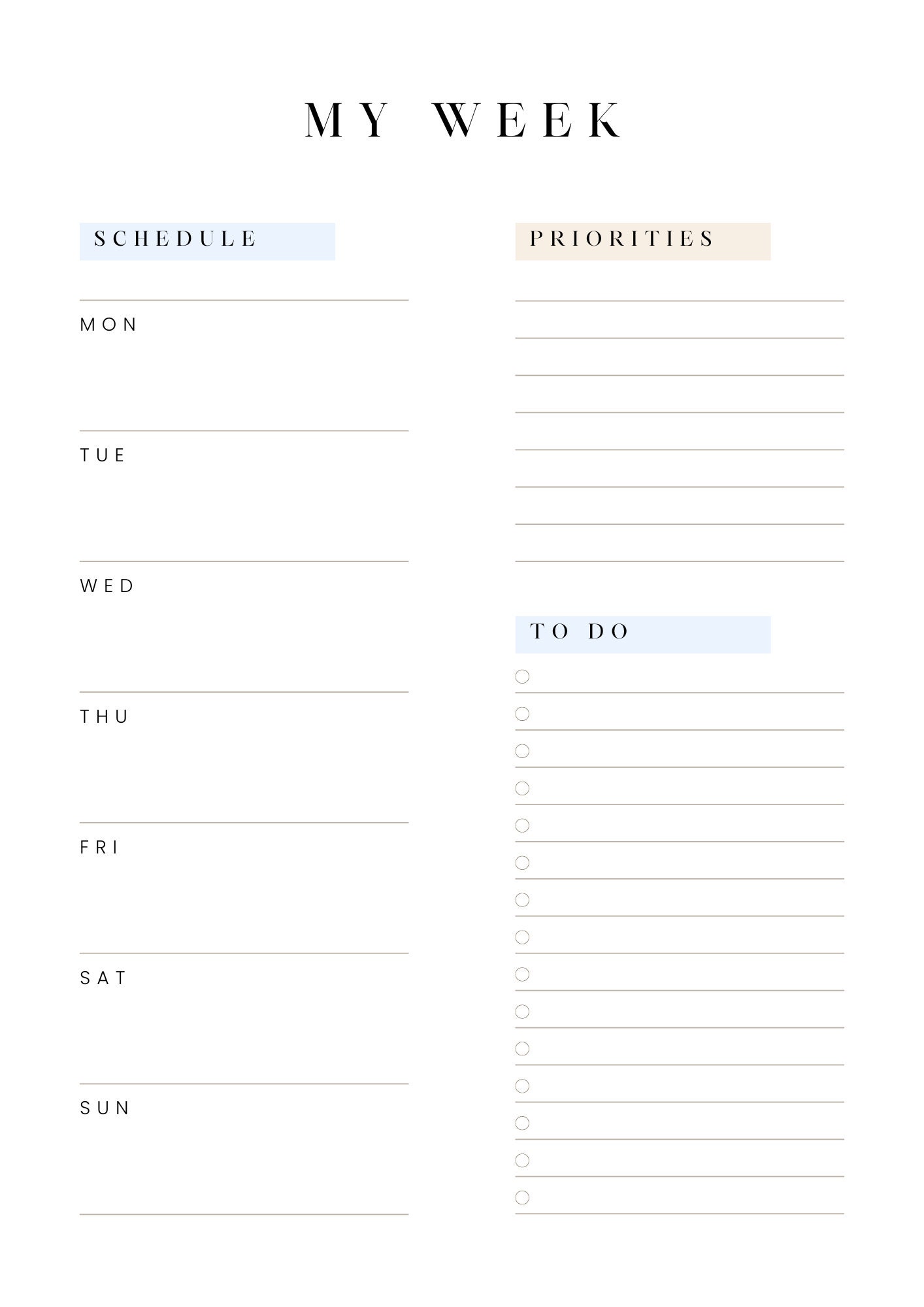 Weekly Planner Printable to Do List Landscape Printable Weekly Planner ...