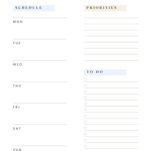 Weekly Planner Printable to Do List Landscape Printable Weekly Planner ...