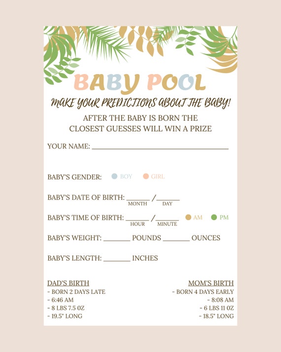 Baby Shower Predictions Game Template - Etsy
