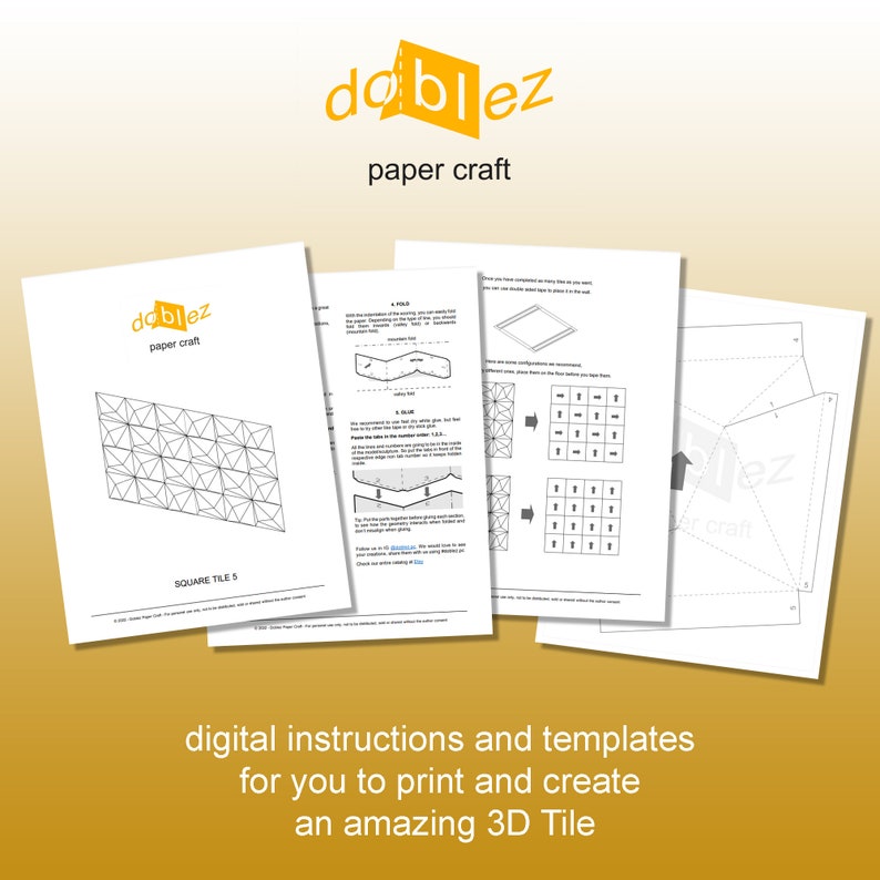3d Square Paper Tile Model 5 Digital PDF Template - Etsy