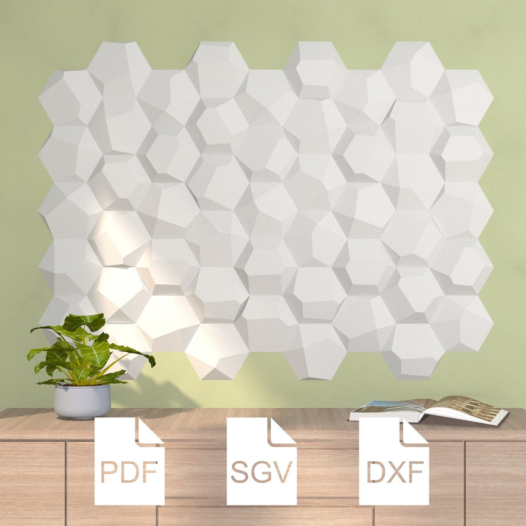 3d Hexagonal Paper Tile | Pebbles | Digital PDF Template | SVG DXF ...