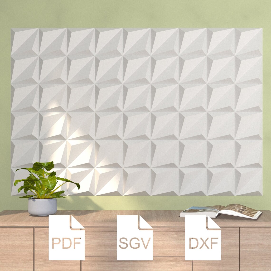 3D Square Paper Tile | Modern Wall Decor (PDF, SVG, DXF) - Etsy