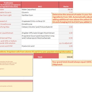 Formula Creation and Costing Template for Cosmetics - Etsy