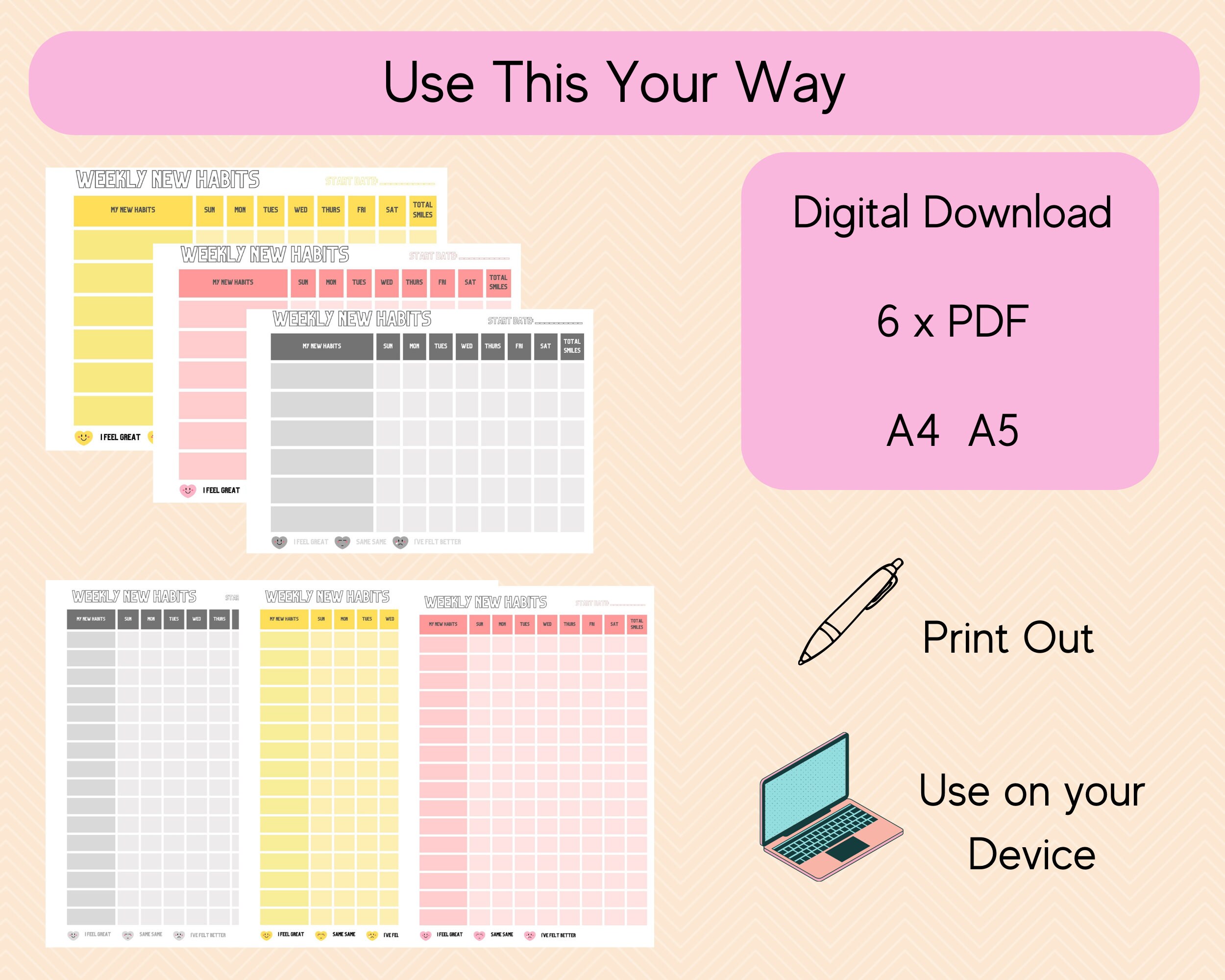 Weekly Habit Tracker Printable Routine Checklist Mindfulness New Habits ...