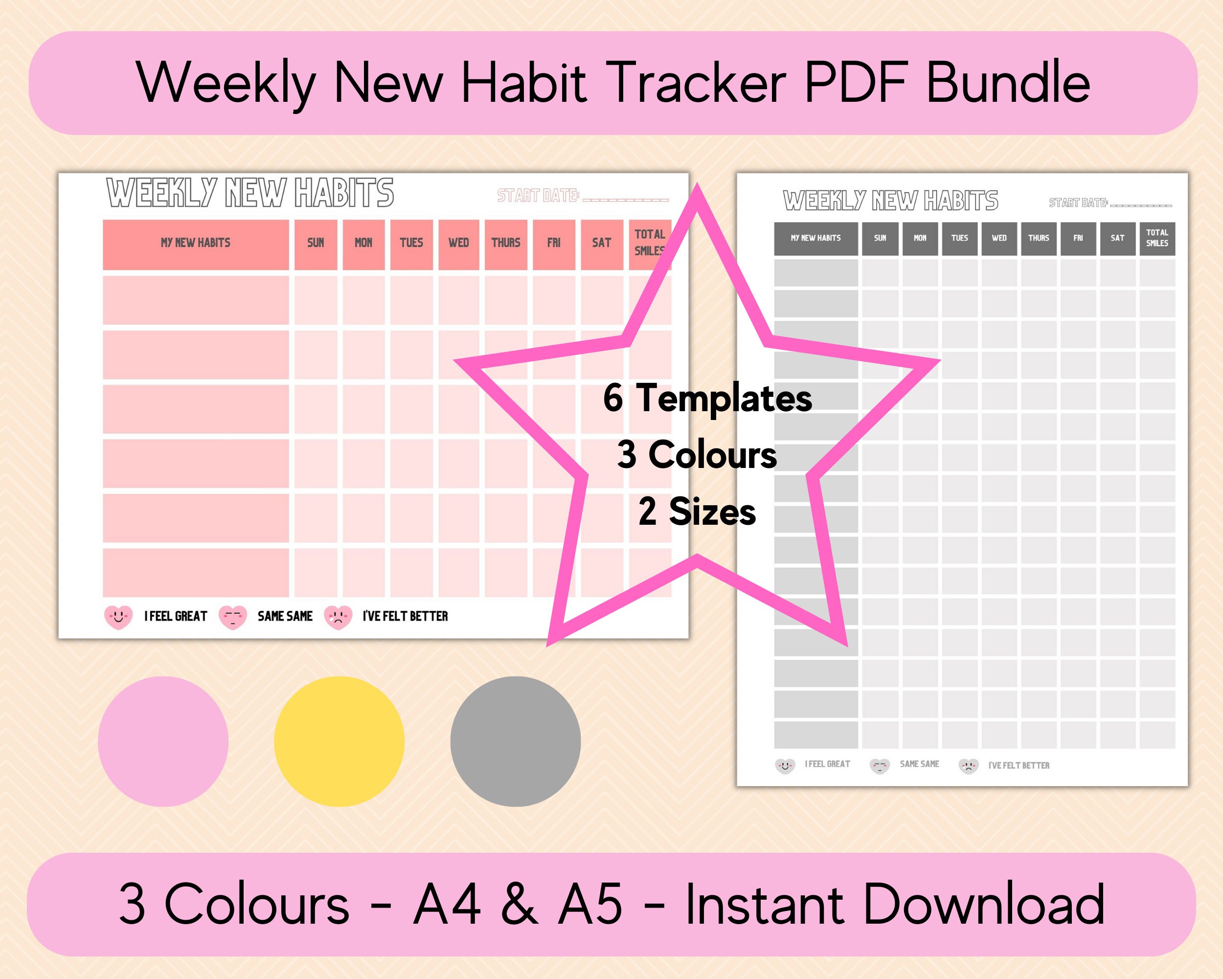 Weekly Habit Tracker Printable Routine Checklist Mindfulness New Habits ...