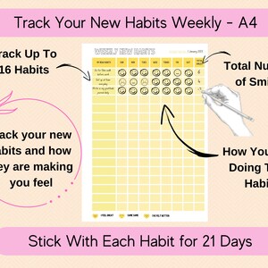 Weekly Habit Tracker Printable Routine Checklist Mindfulness New Habits ...