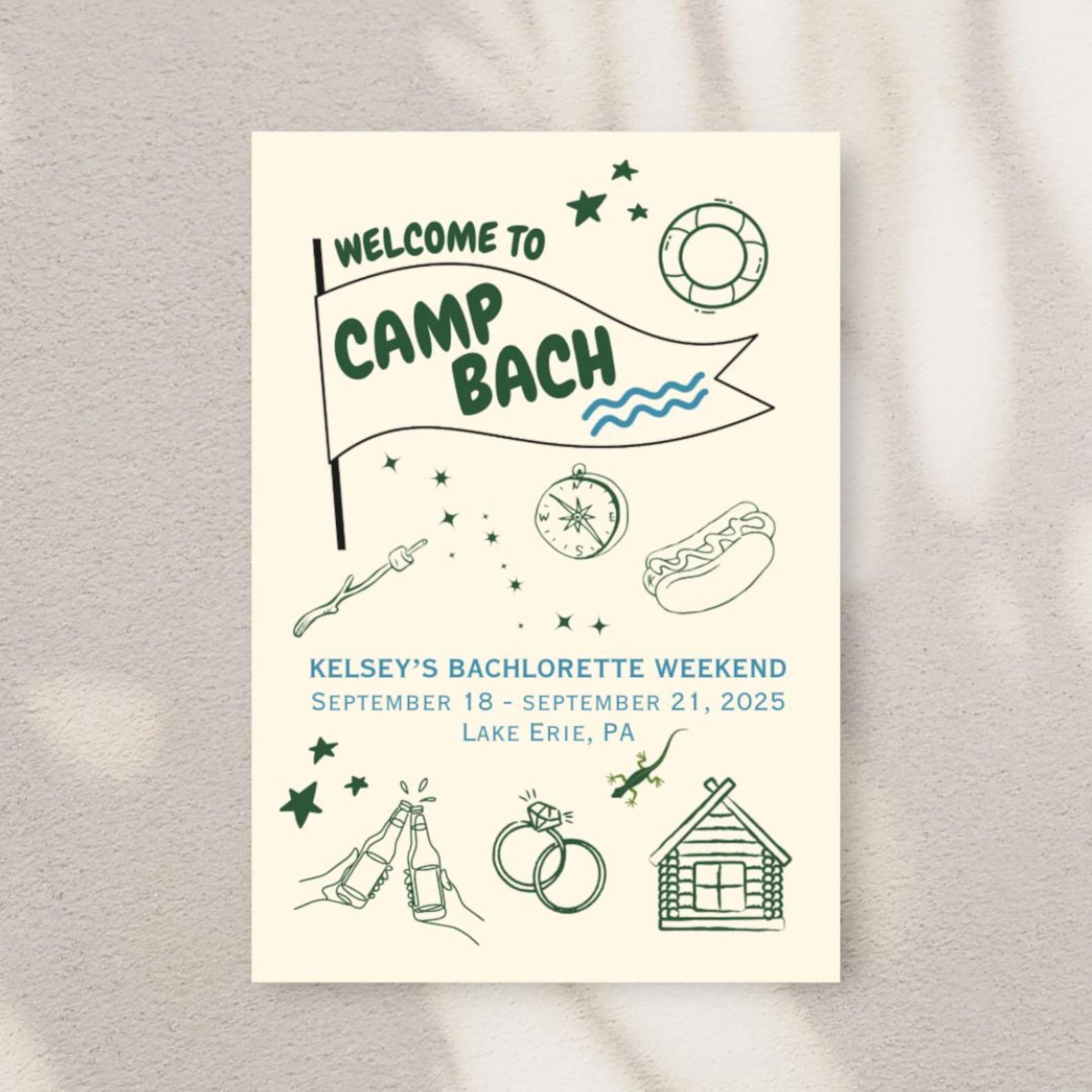 Camp Bachelorette Invitation: Parent Trap Theme, Editable Invite - Etsy