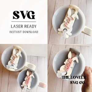 Stanley Topper SVG | Laser Ready | Easter Bunny Name Plate SVG ...