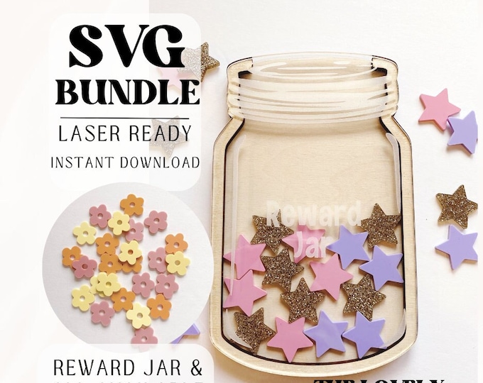 Reward Jar And Tokens Bundle Svg Token Shapes For Reward Jar Reward Jar Svg File Glowforge File