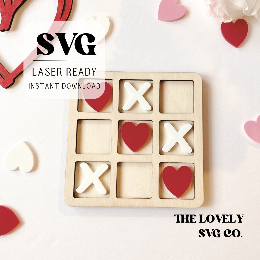 Valentine Tic Tac Toe Board SVG | Valentine SVG | Glowforge File ...
