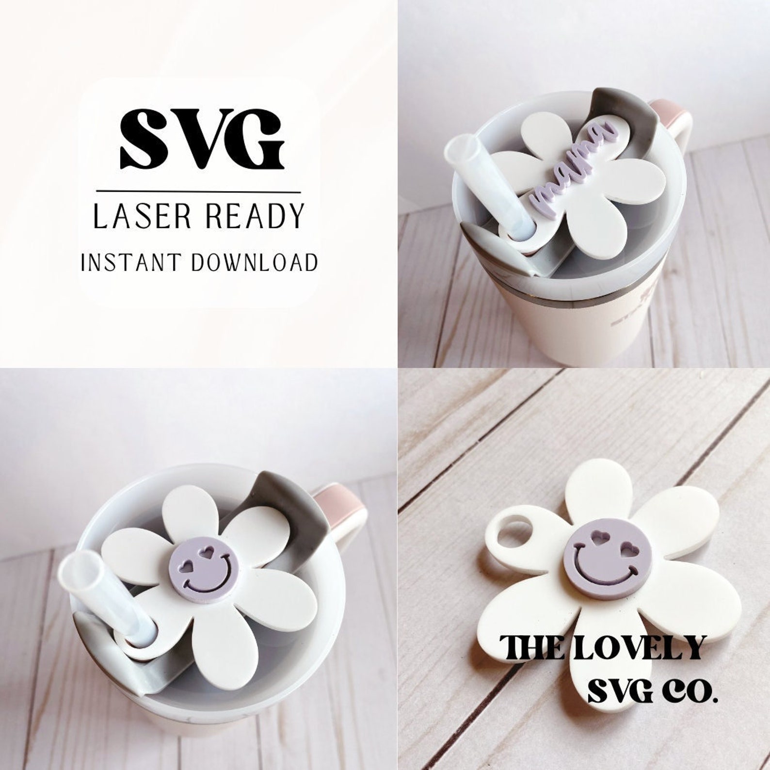 Stanley Topper SVG | Laser Ready | Flower Name Plate SVG | Digital ...