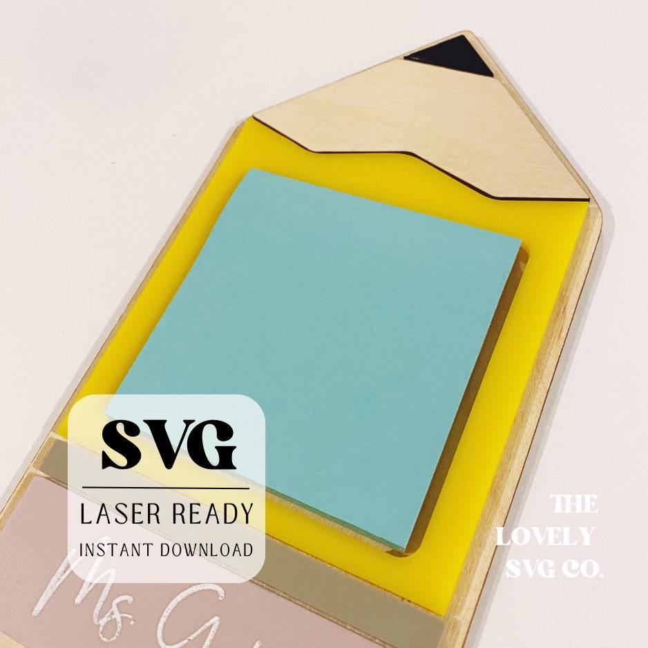 Teacher Gift SVG | Pencil Shaped Note Holder SVG | Laser Ready - Etsy