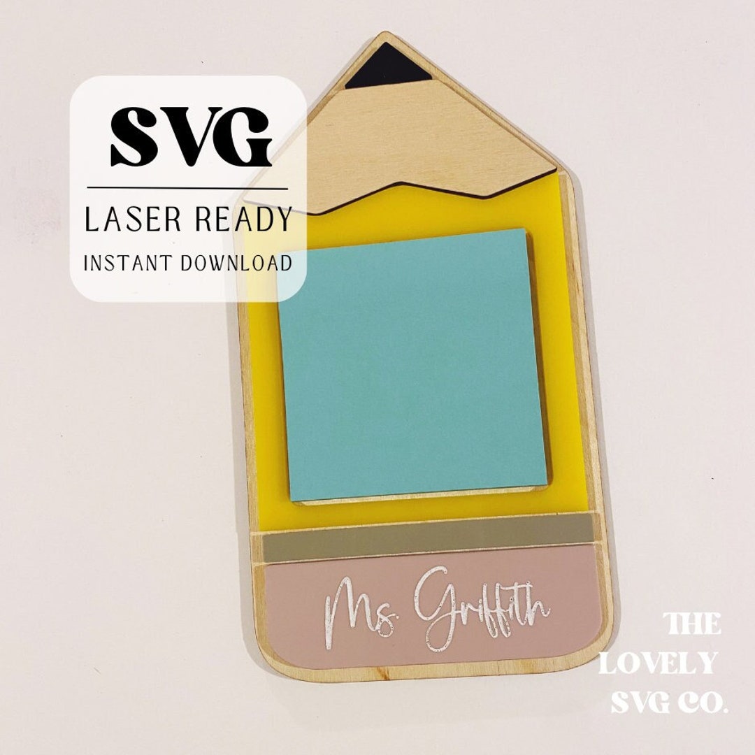 Teacher Gift SVG | Pencil Shaped Note Holder SVG | Laser Ready - Etsy