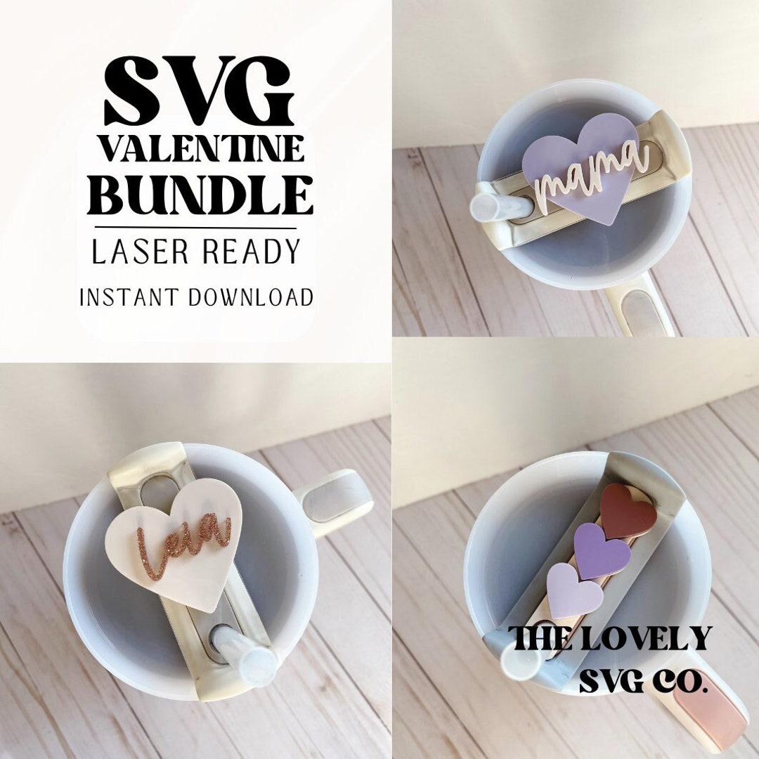Stanley Topper Valentine Bundle SVG | Laser Ready | Heart Name Plate ...