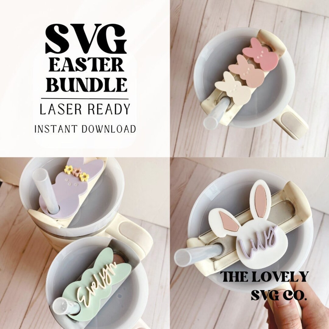 Stanley Topper Easter Bundle SVG | Laser Ready | Easter Name Plate SVG ...