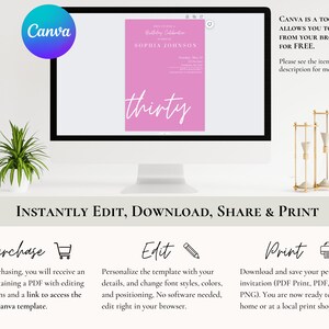 30th Birthday Party Invitation, Thirtieth Birthday Invite, EDITABLE ...