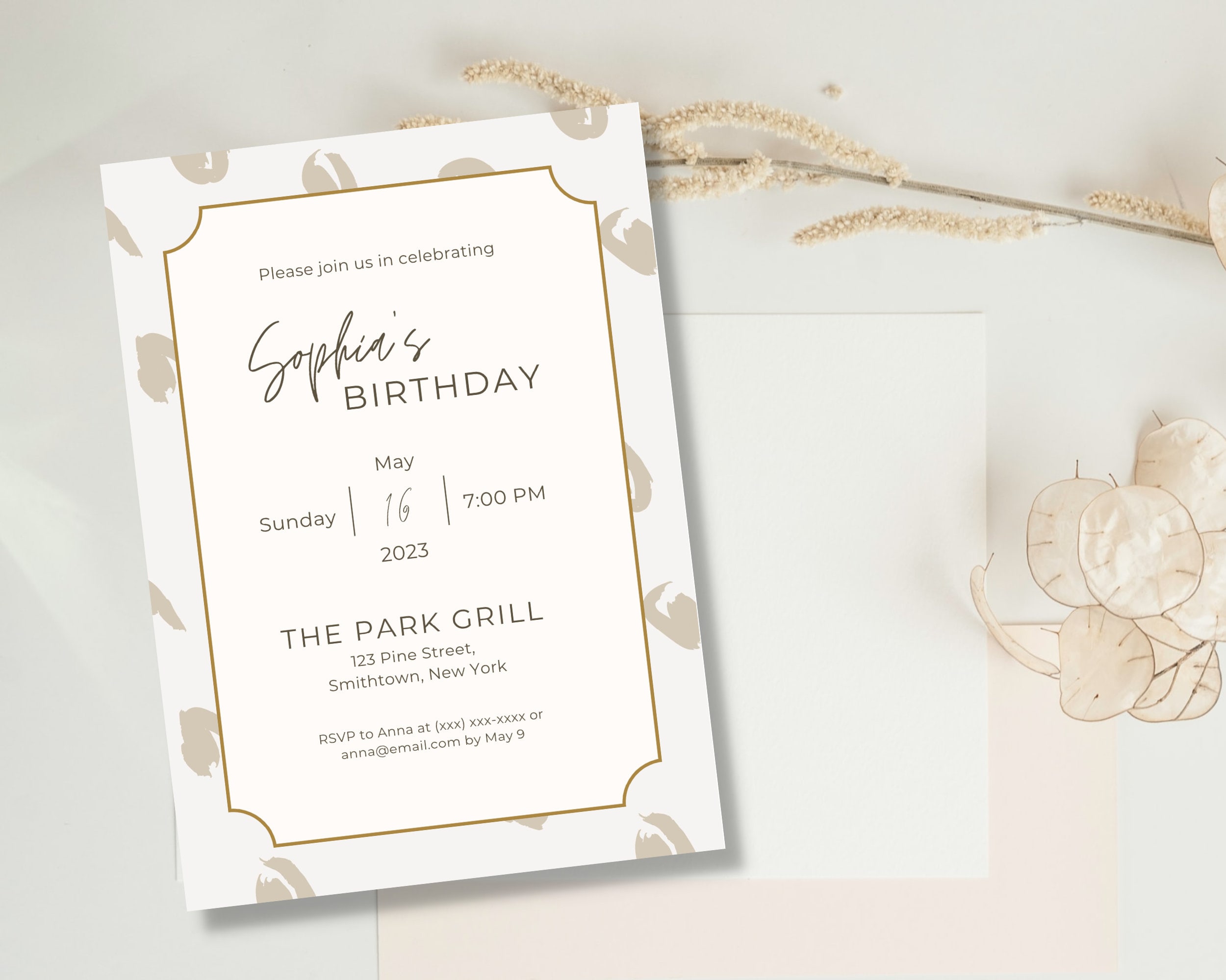 Birthday Party Invitation, Neutral Colors, EDITABLE Template, Instant ...