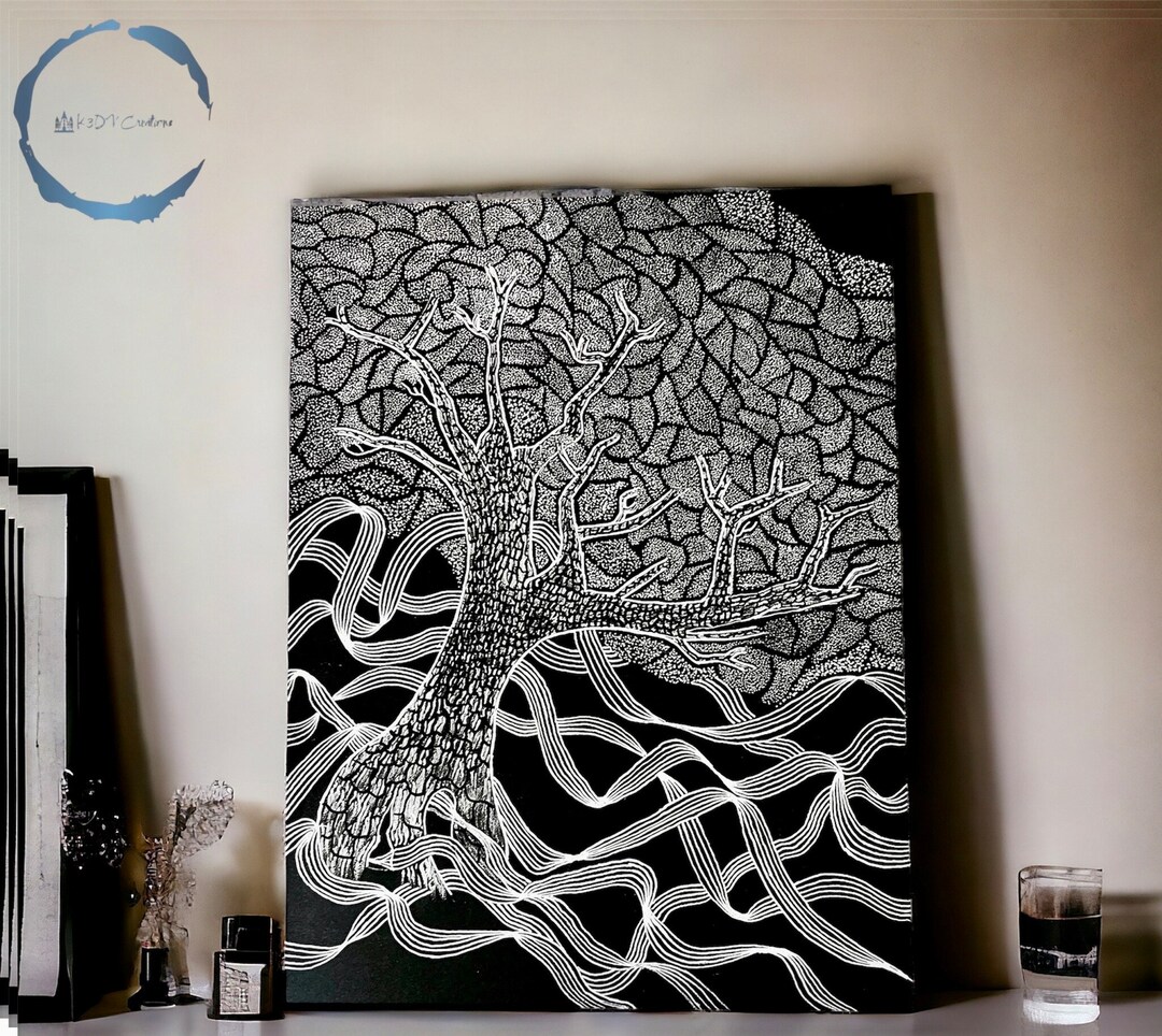 Mystical Tree Art Print von Jaime-Lea Verschlungene Schwarzweiß ...