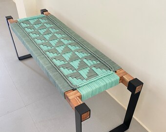 Hand Woven Bench Mid Century Woven Bench Modern Entryway - Etsy