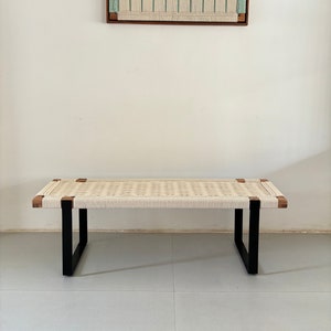 Boho Modern Woven Bench Mid Century Woven Bench Mudroom Entryway Bench ...