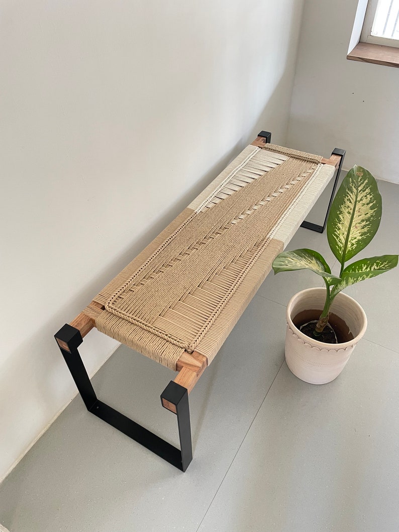 Modern Entryway Bench Woven Bench End of Bed Bench Mudroom Bench ...