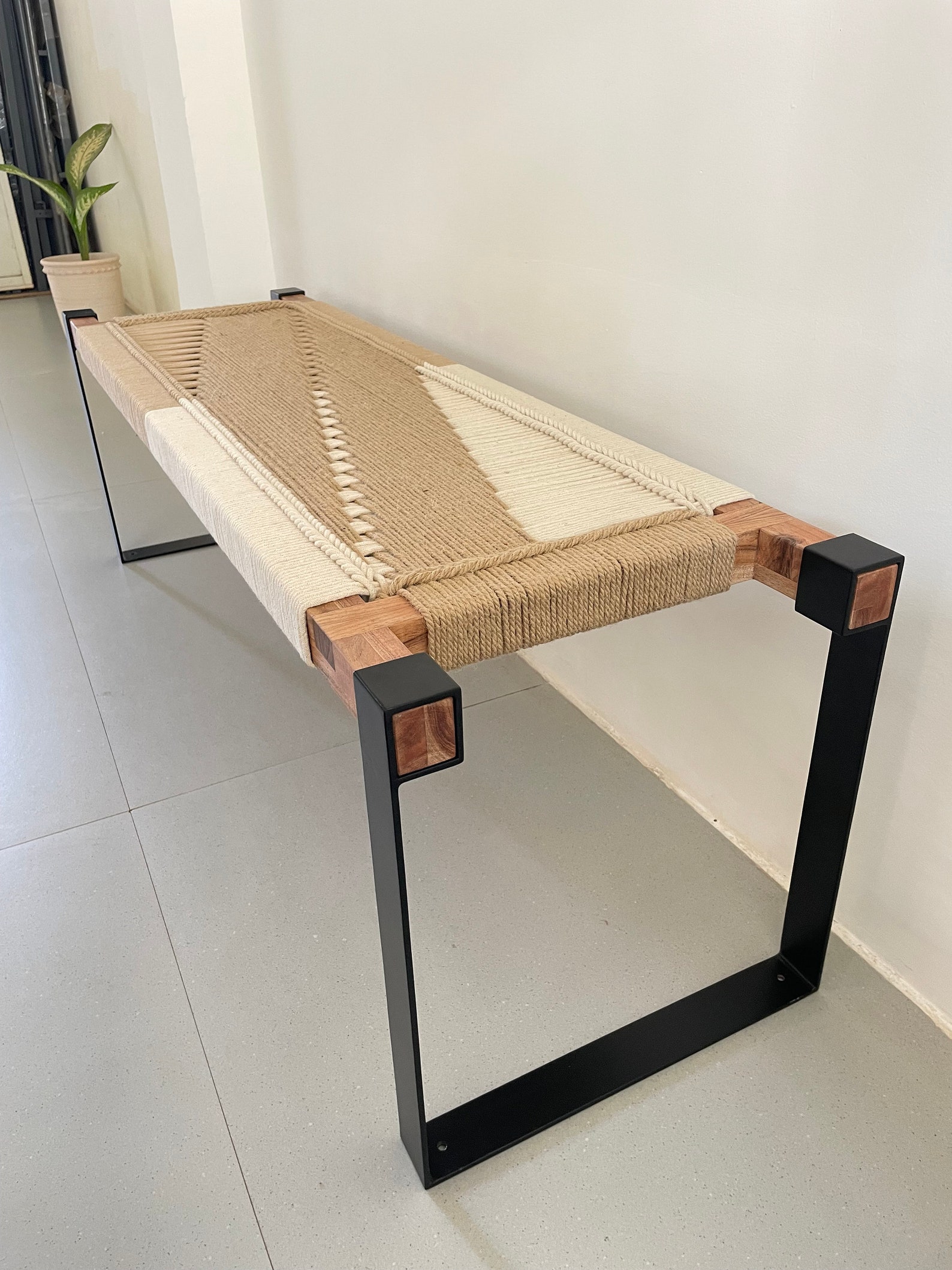 Modern Entryway Bench Woven Bench End of Bed Bench Mudroom Bench ...