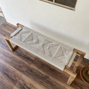 Boho Woven Bench Mid Century Modern Woven Bench Modern Entryway Bench ...