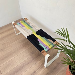 Mid Century Woven Bench Modern Entryway Bench End Bench Metal Bench ...