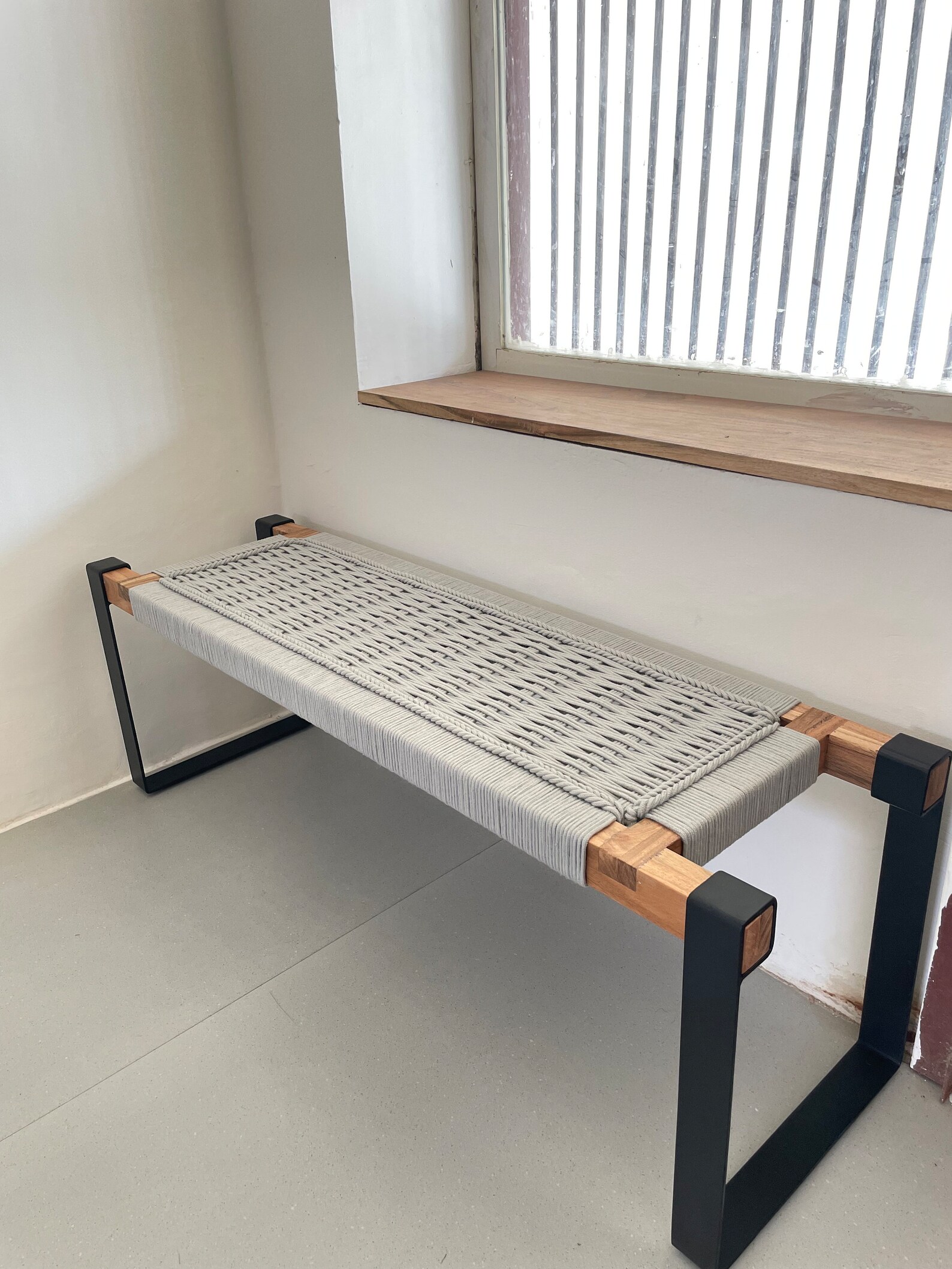 Modern Entryway Bench Woven Bench End of Bed Bench Mudroom Bench ...