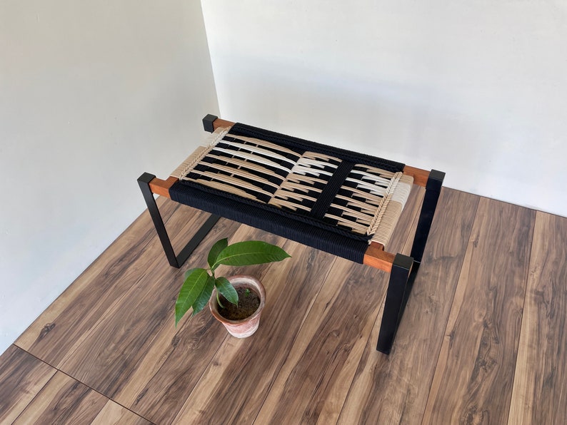 Woven Stool Boho Modern Stool Charpai Stool End Bench Side - Etsy