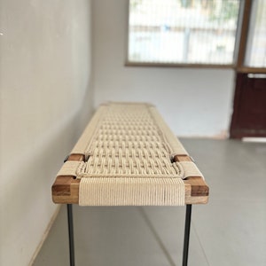 Boho Modern Woven Bench Mid Century Woven Bench Mudroom Entryway Bench ...